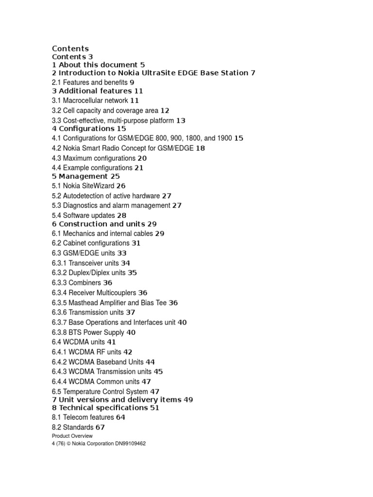 Contents 3 1 About This Document 5 2 Introduction To Nokia Ultrasite ...