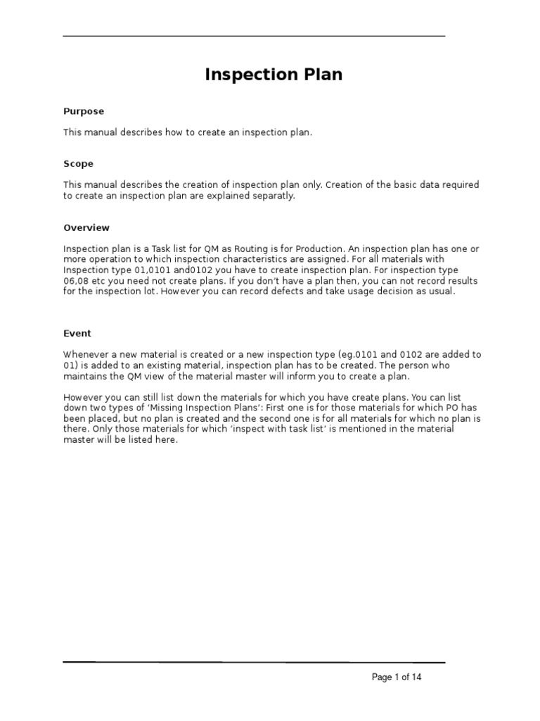 Inspection Plan Creation Guide | PDF | Information Technology ...