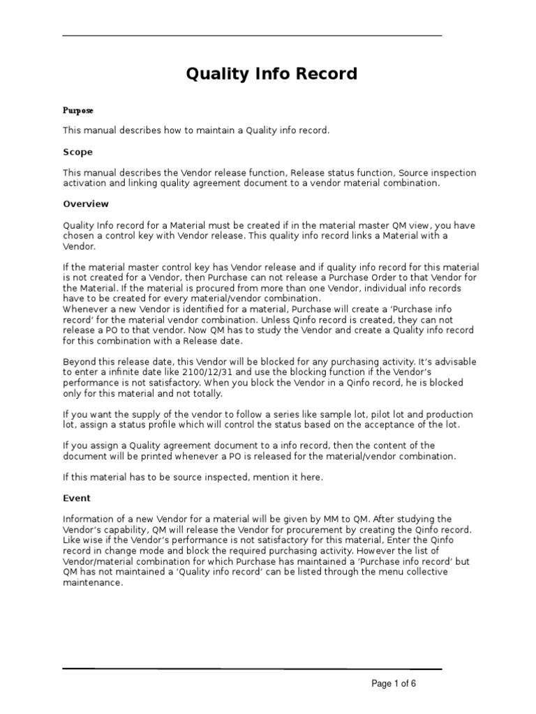 47 QM-018 Quality Info Record | PDF | Computing | Computing And ...