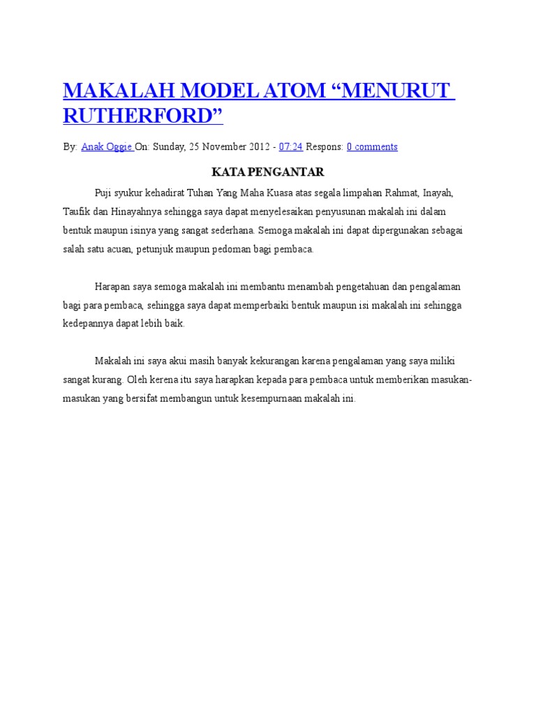 Makalah Model Atom | PDF