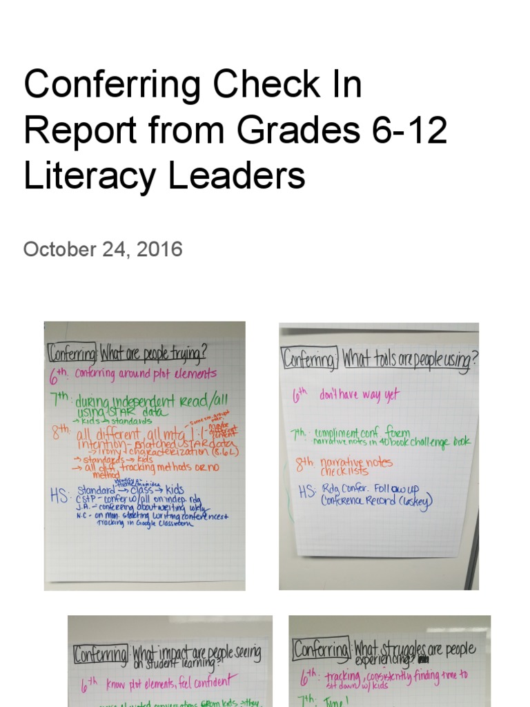 Conferring - Oct Check in Report From Grades 6-12 Literacy Leaders | PDF