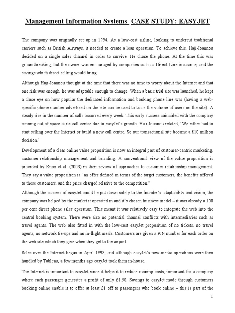 WK 9-10 Case Study Easyjet | PDF