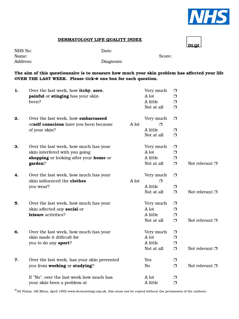 Dermatology Life Quality Index | PDF | Health Care | Clinical Medicine