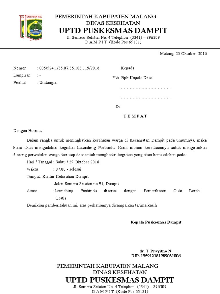 Surat Undangan Kader Launching | PDF