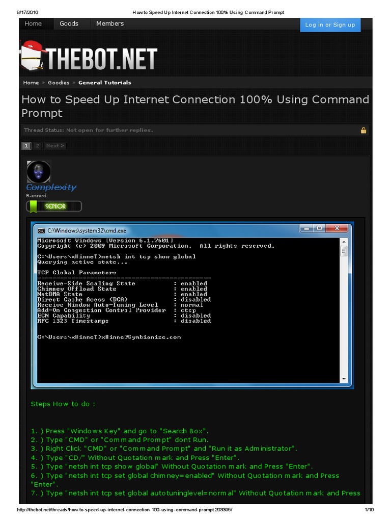 How To Speed Up Internet Connection 100% Using Command Prompt | PDF ...