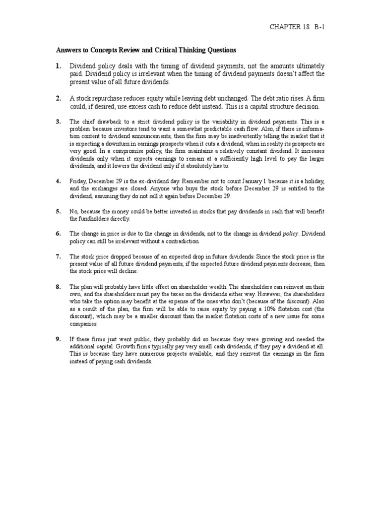 Accounting 5008 Ch18 Solutions | PDF | Dividend | Stocks