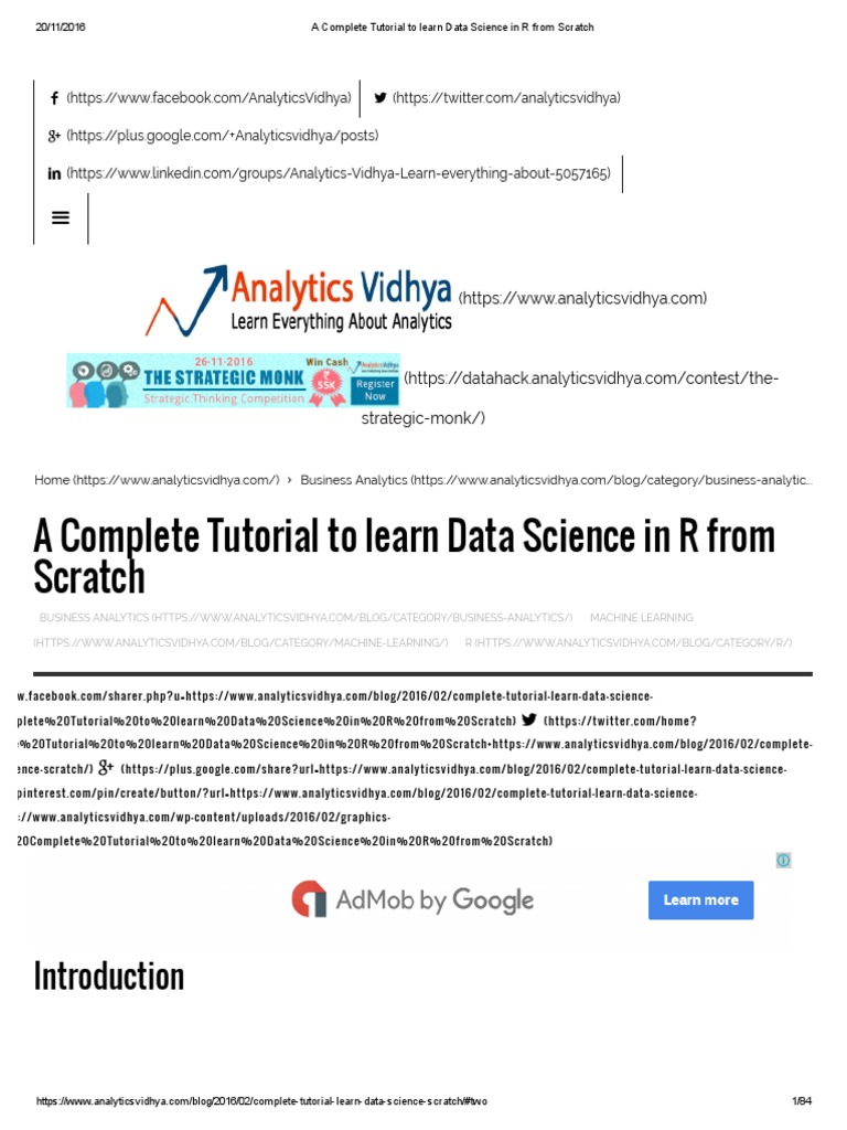 A Complete Tutorial To Learn Data Science in R From Scratch | PDF | R ...