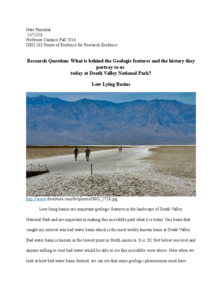 Geo 103 Points of Evidence-Death Valley | PDF | Mountains | Valley