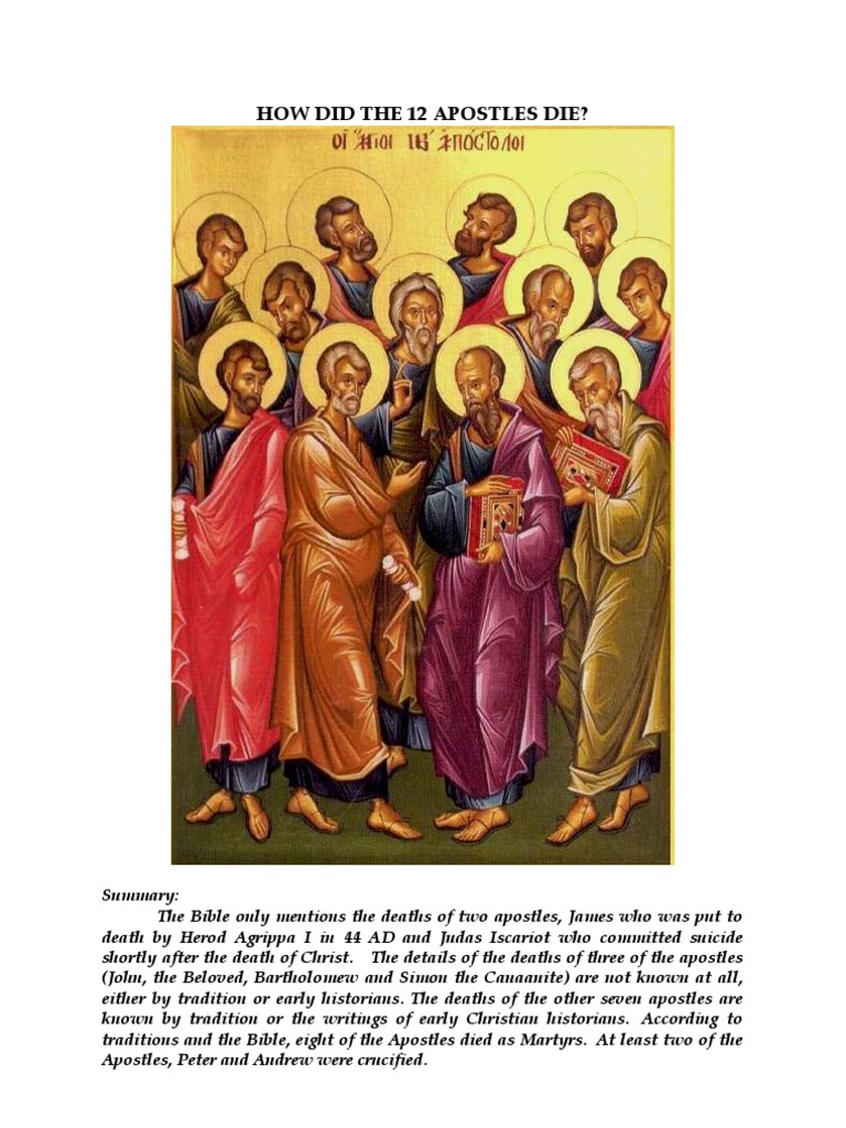 How Did The 12 Apostles Die | PDF | Saint Peter | John The Baptist