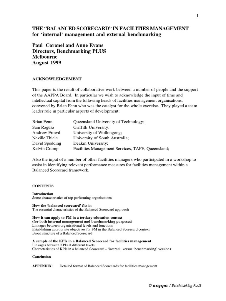 BSC in Facilities Management PDF | PDF | Performance Indicator | Service Level Agreement