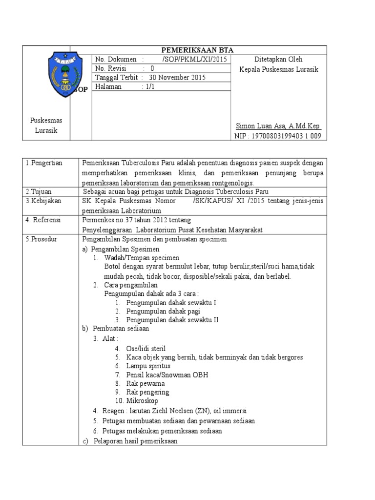 SOP Laboratorium | PDF | Kesehatan Holistik