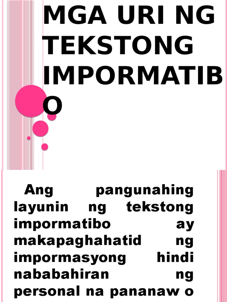 Mga Uri Ng Tekstong Impormatibo