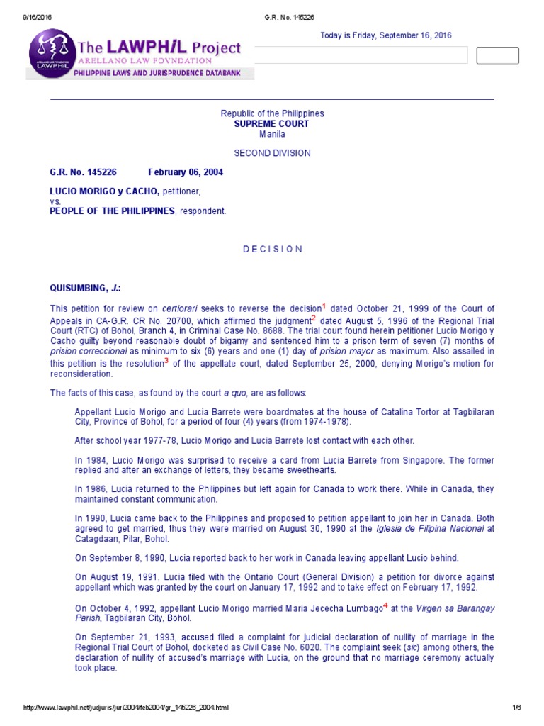 Prision Correccional As Minimum To Six (6) Years and One (1) Day of ...