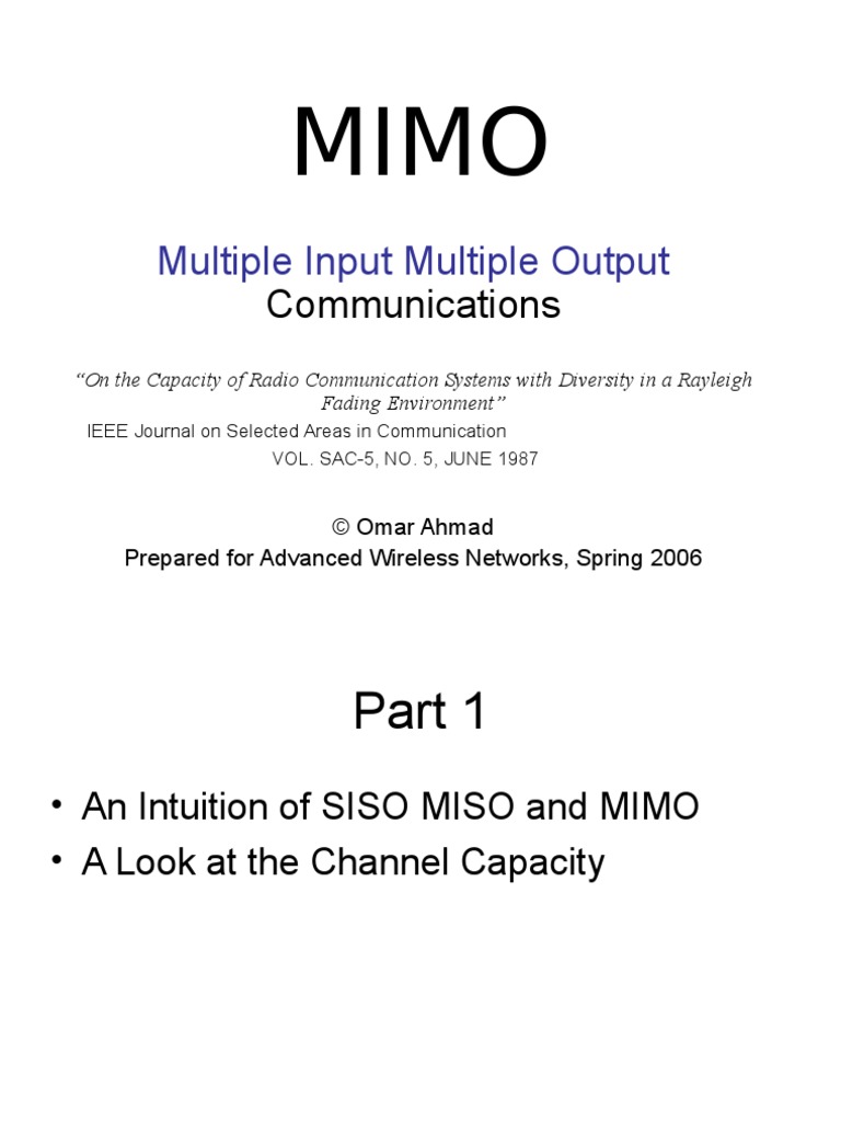 Multiple Input Multiple Output: Communications | PDF | Mimo | Matrix ...