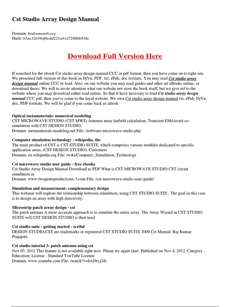 CST Studio Array Design Manual | PDF | Portable Document Format ...