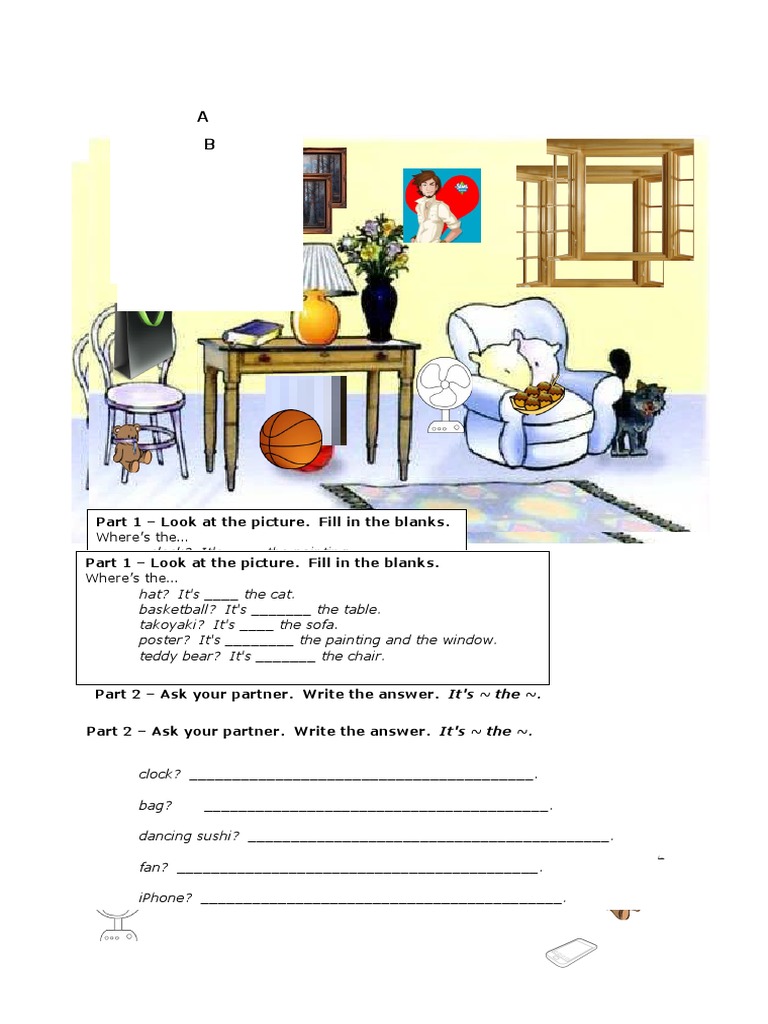 2014 Prepositions of Place Info Gap Fill Pictures | PDF | Language Arts ...