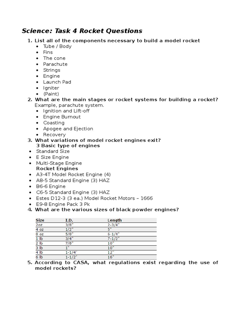 SRT Rocket Questions | PDF | Rocket | Space Technology