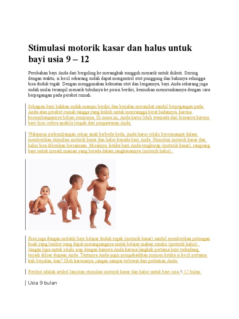 Stimulasi Motorik Kasar Dan Halus Untuk Bayi Usia 9 | PDF