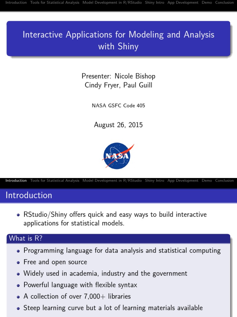 Developing Interactive Statistical Models and Applications using R ...