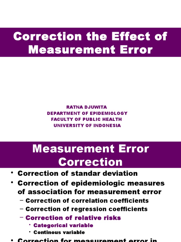 Correction Measurement Error | PDF | Sensitivity And Specificity ...