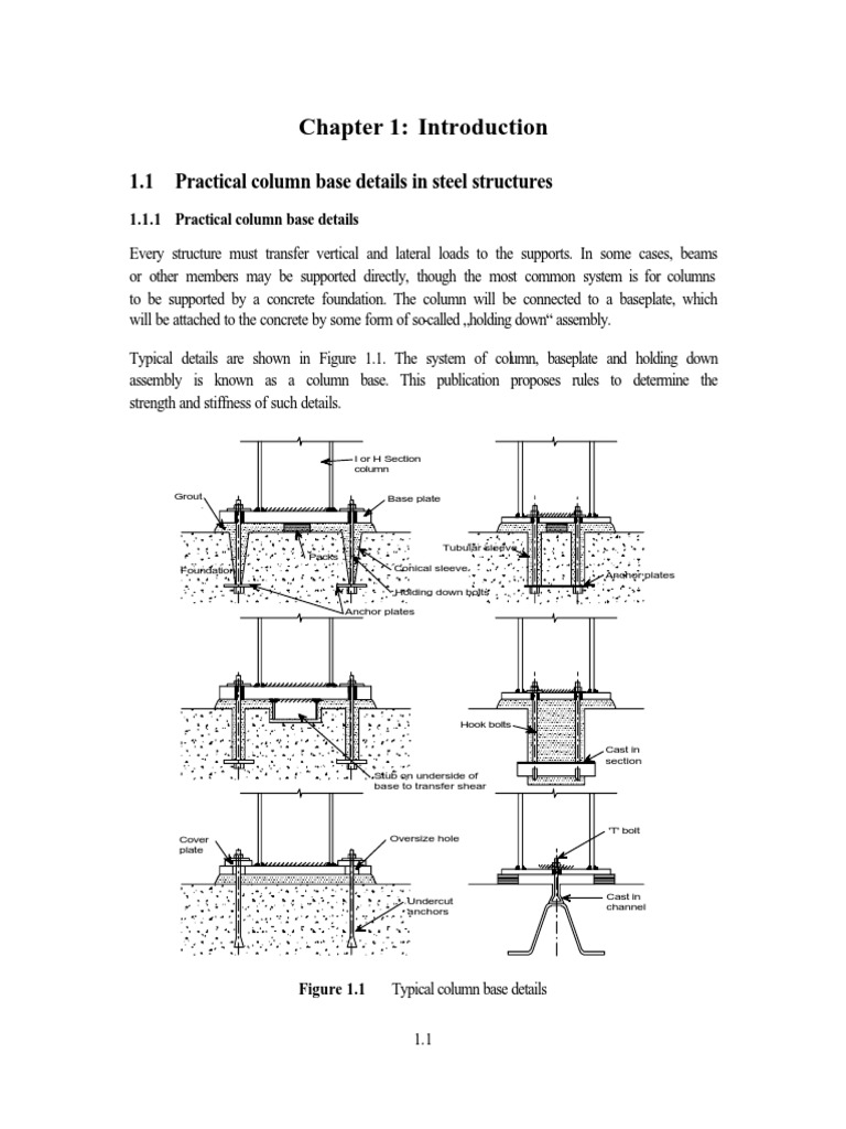 Chapter 1: Introduction: 1.1 Practical Column Base Details in Steel ...