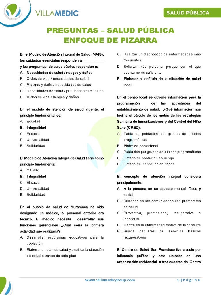 Preguntas - Salud Publica Essalud | PDF | Hospital | Planificación