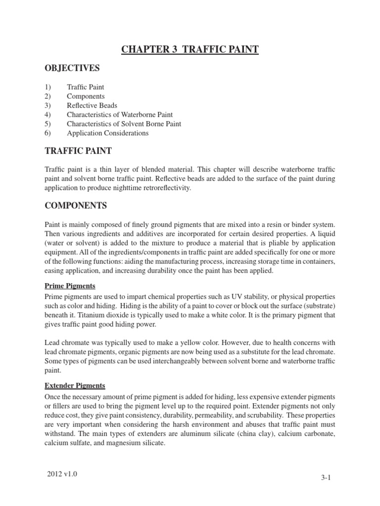 Chapter 3 Traffic Paint: Objectives | PDF | Paint | Volatile Organic ...