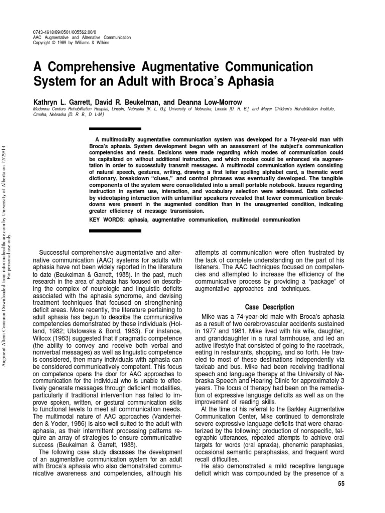 A Comprehensive Augmentative Communication System For An Adult With ...