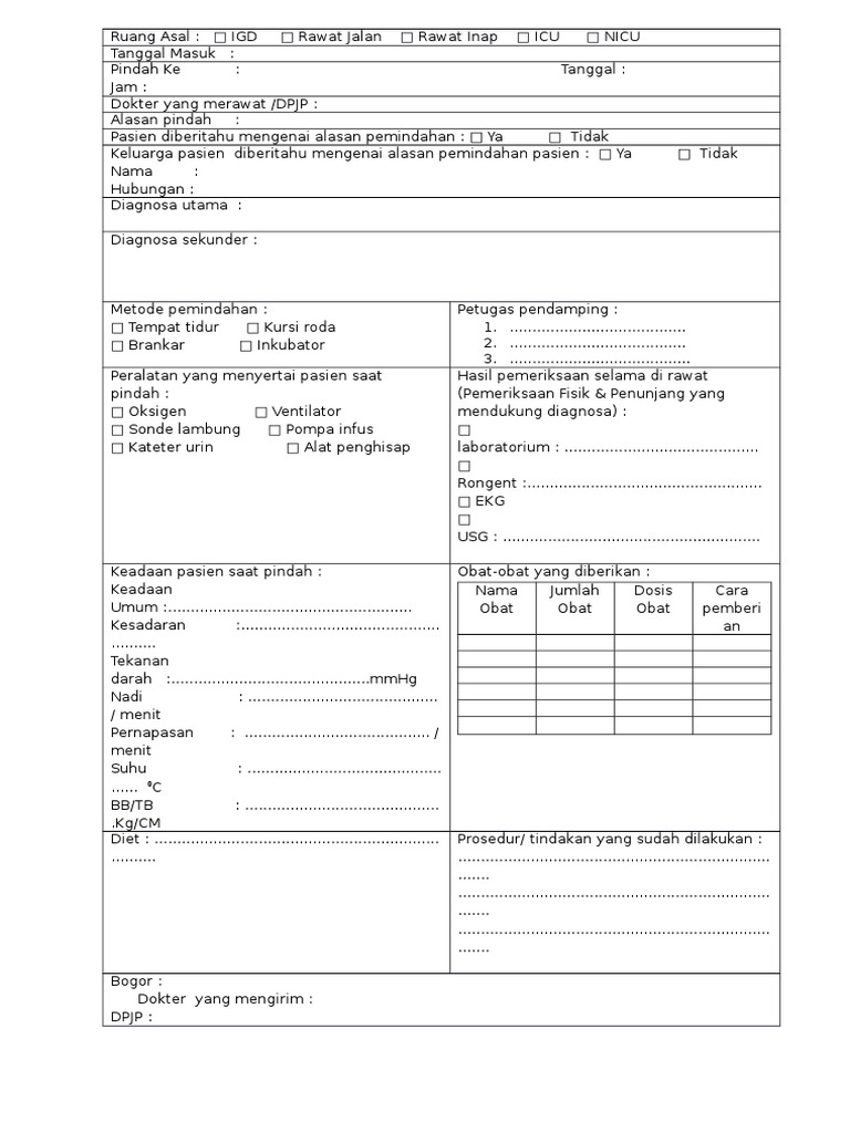 Form Pindah Ruangan | PDF