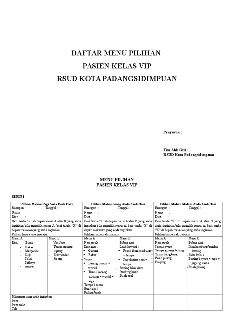 Daftar Menu Pilihan | PDF