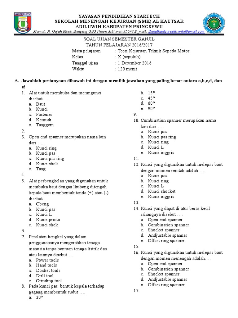 Soal TSM Kelas X | PDF