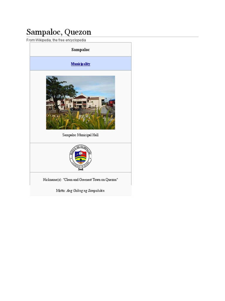 Sampaloc Quezon | PDF | Philippines | Government