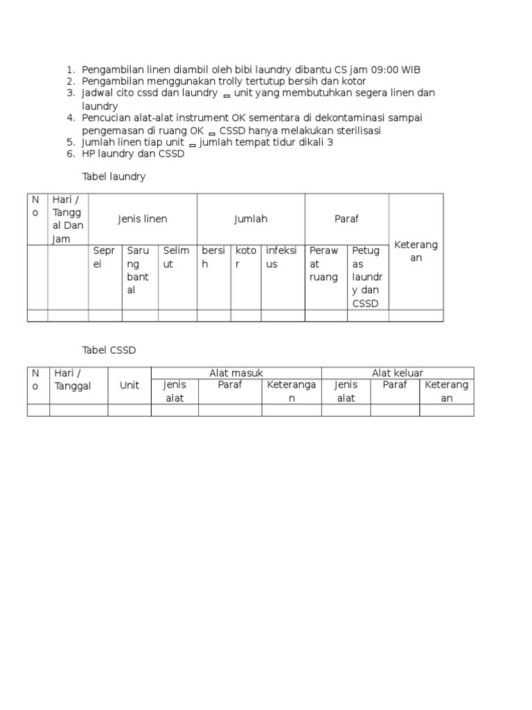 Rapat CSSD Dan Laundry | PDF