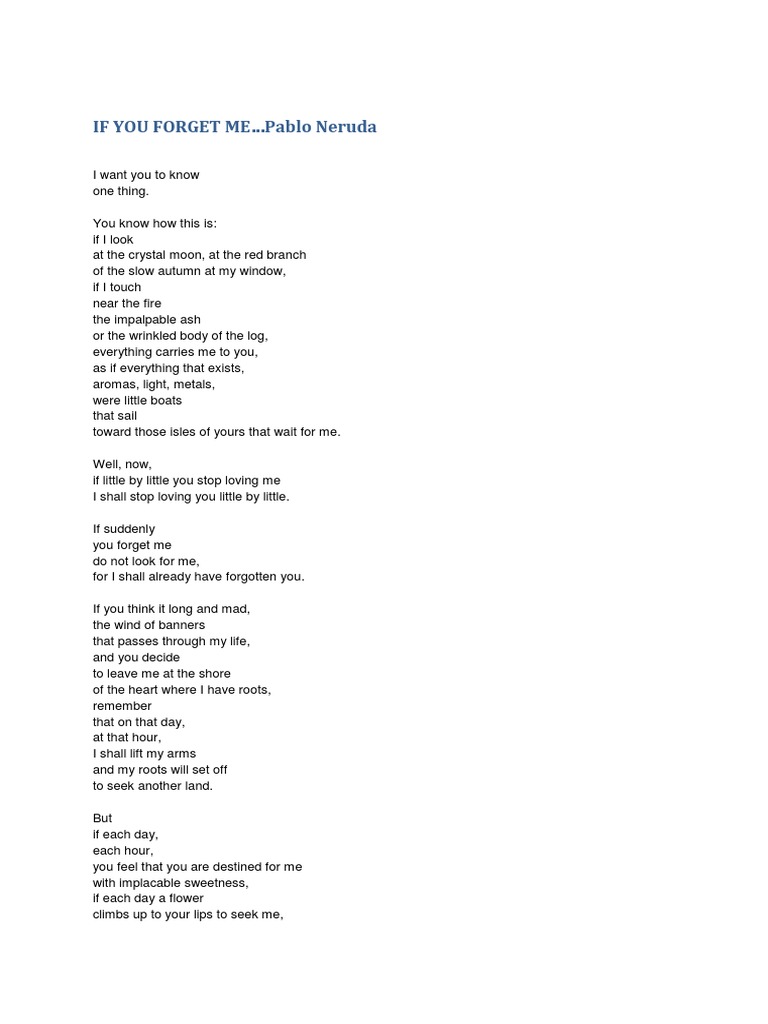 If You Forget Me-Pablo Neruda | PDF | Poetry