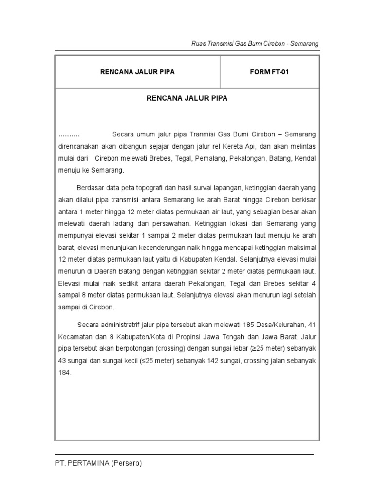 Rencana Jalur Pipa Pdf