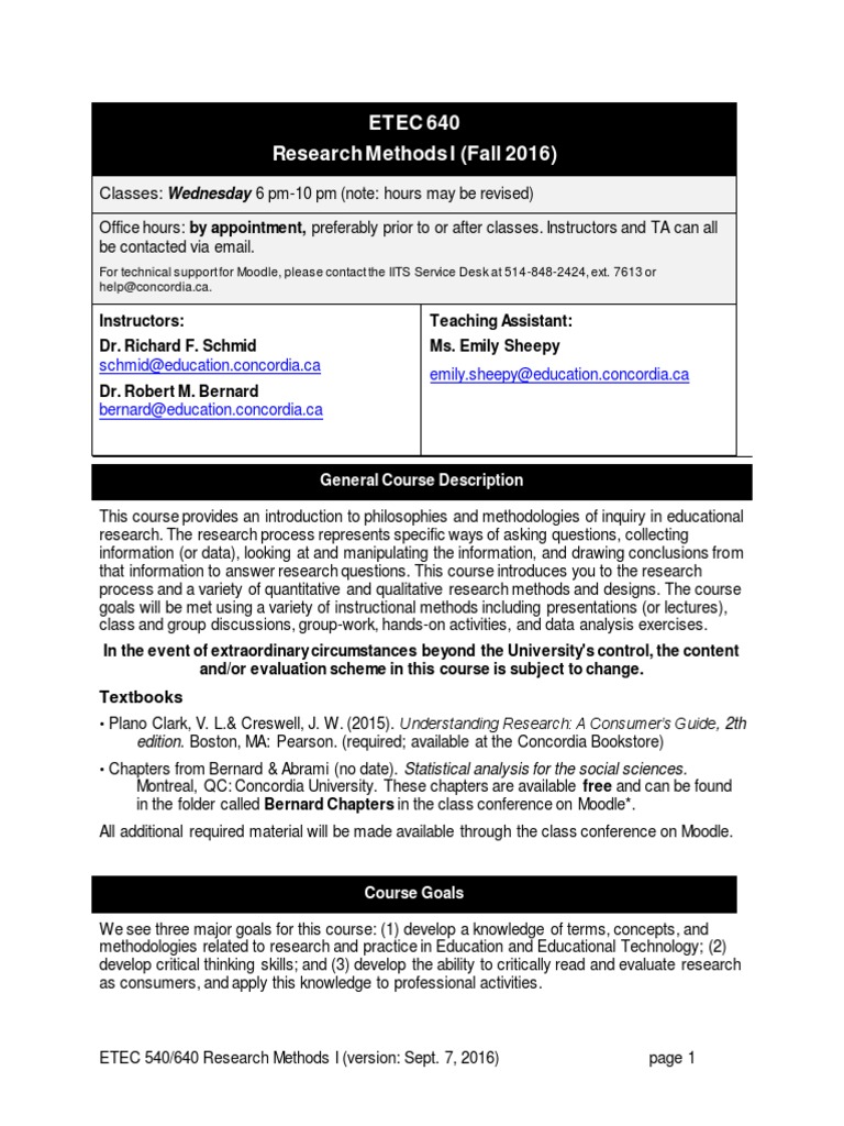 ETEC 540 640 F2016 Syllabus | Test (Assessment) | Qualitative Research ...