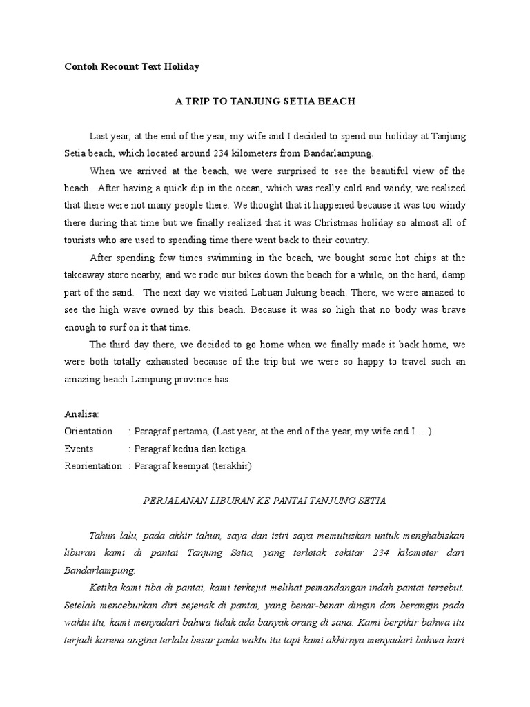 Contoh Recount Text Holiday | PDF