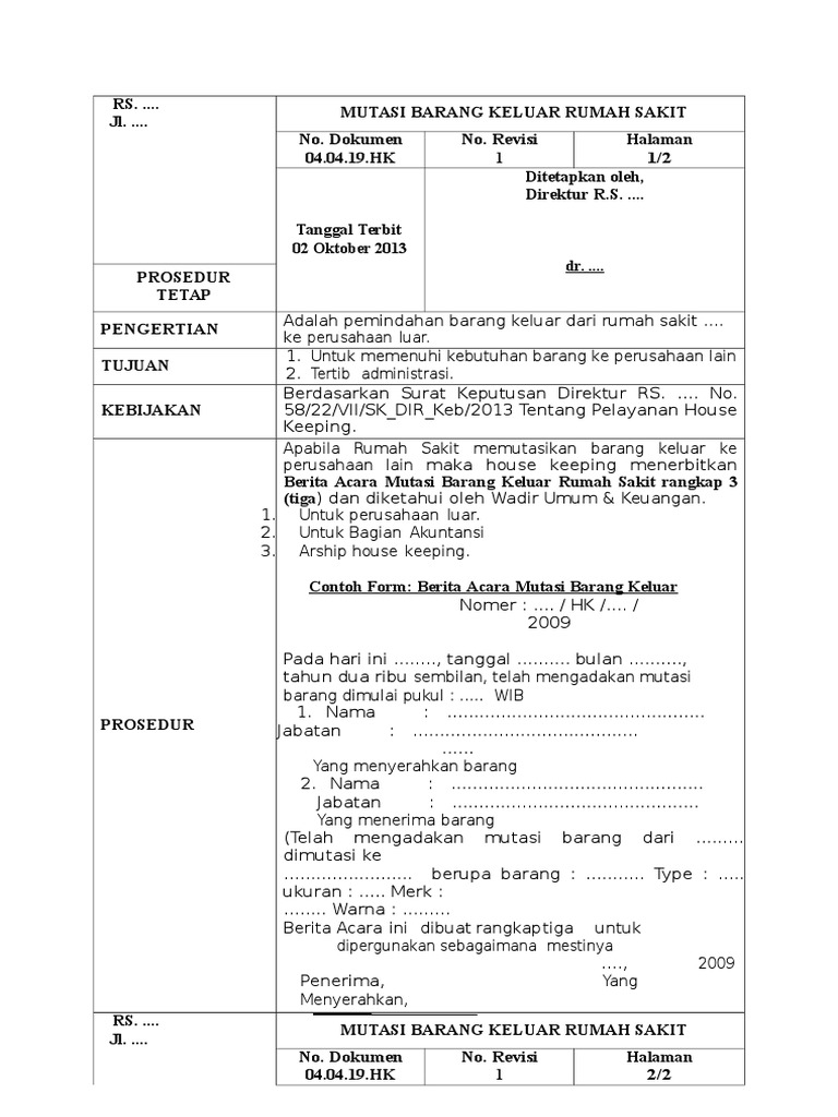 4.1. Sop Mutasi Barang Keluar - Up | PDF
