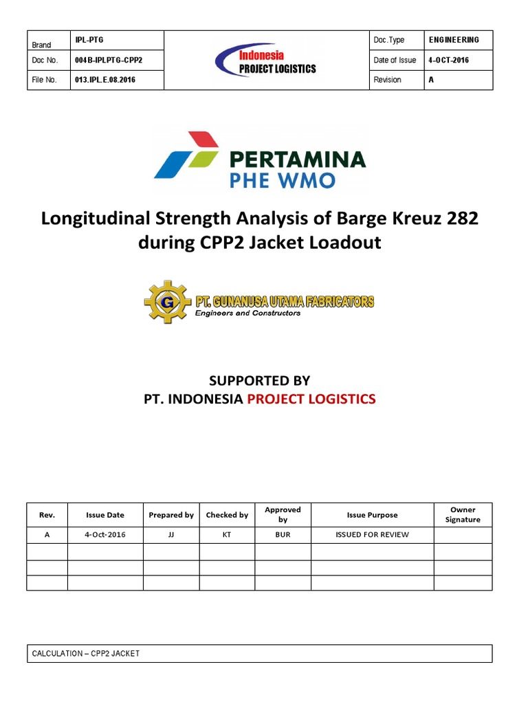 Longitudinal Strength Analysis of Barge Kreuz 282 During CPP2 Jacket | PDF | Bending | Strength ...
