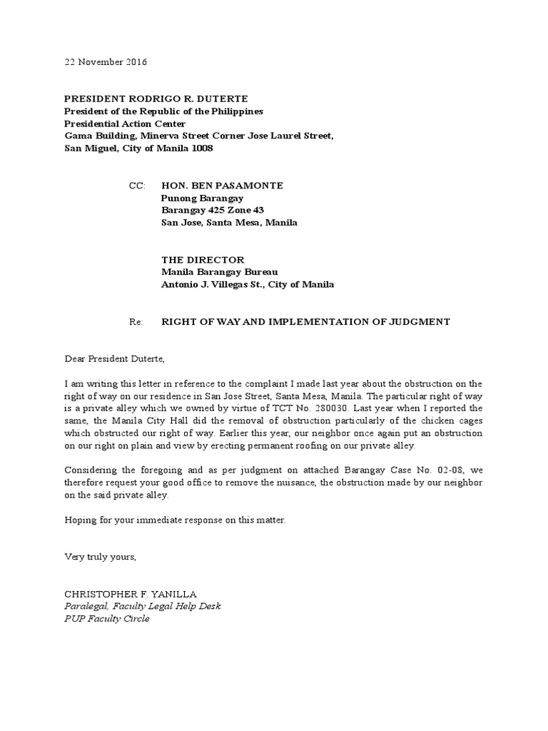 Letter To PACE (Obstruction) | PDF