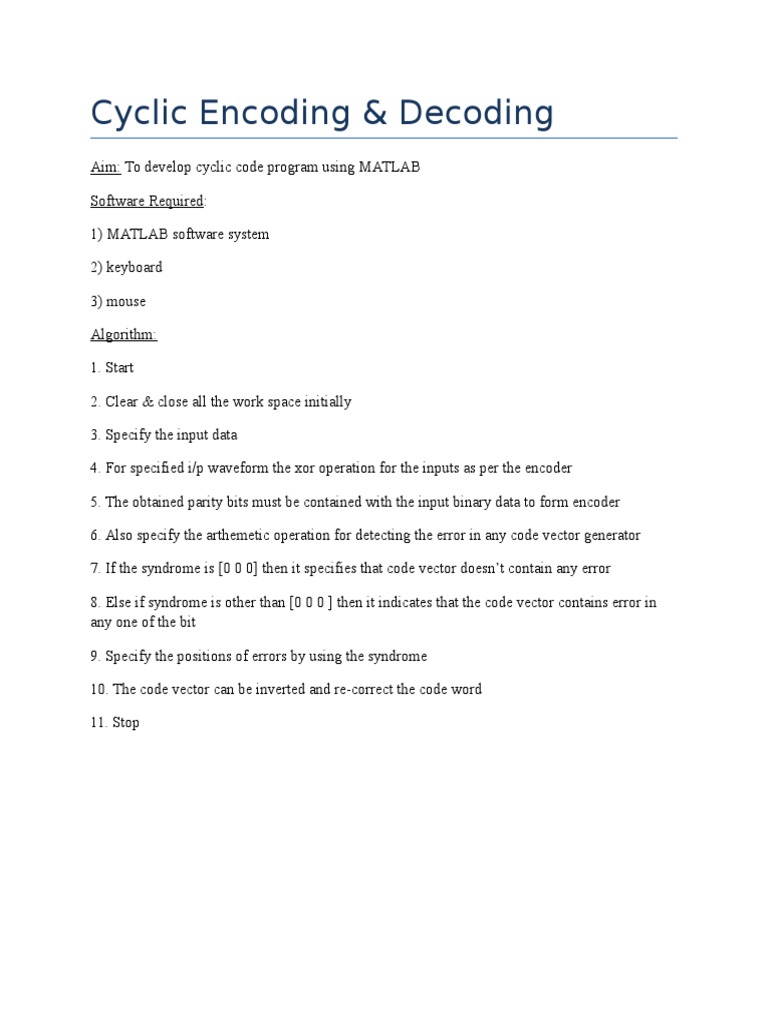 Cyclic Encoding & Decoding | PDF