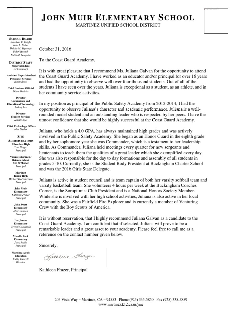 Galvan Coast Guard Letter | Download Free PDF | Youth | Schools