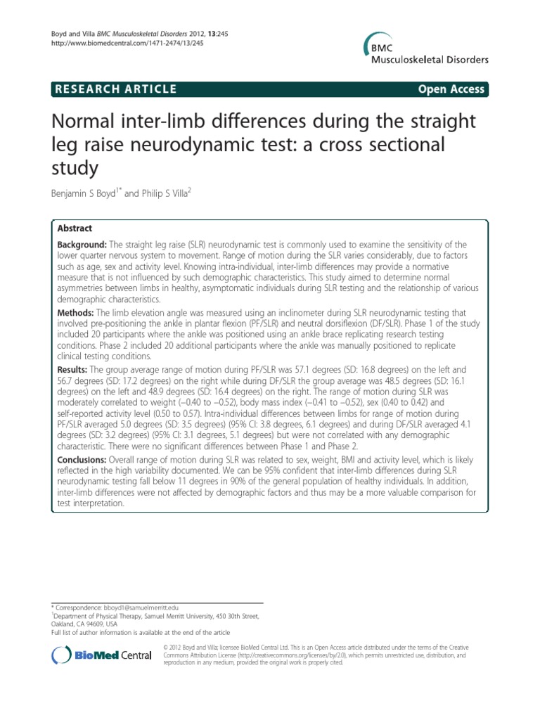 Normal Inter-Limb Differences During The Straight 2012 | PDF ...