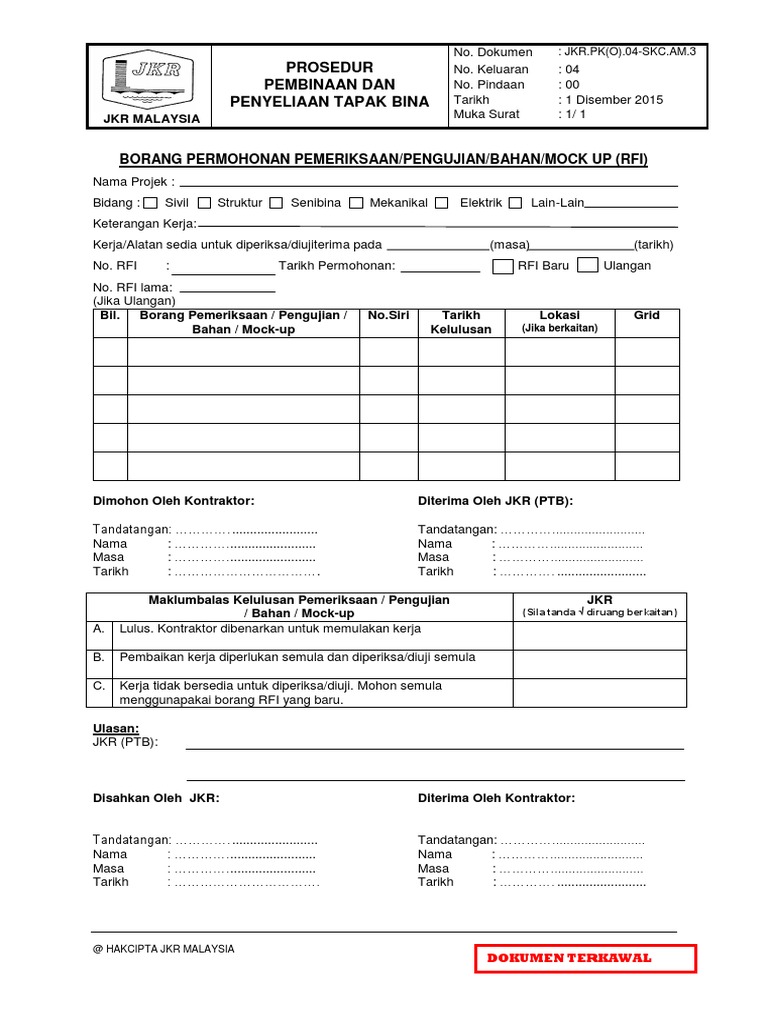 SKC - Am - 3 (Borang Pemeriksaan Rfi) | PDF