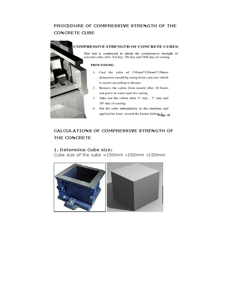 CALCULATIONS of COMPRESSIVE STRENGTH OF THE CONCRETE PDF | PDF