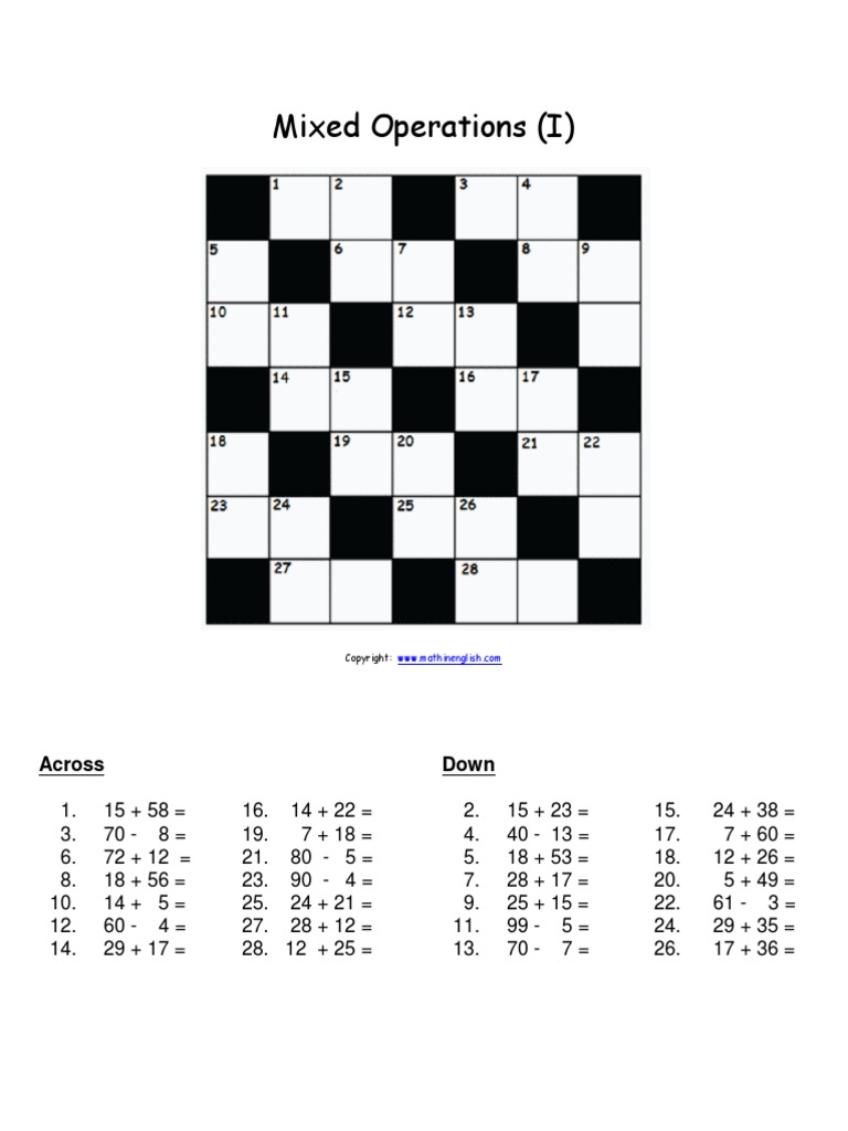 Mixed Operations Math Puzzle | PDF