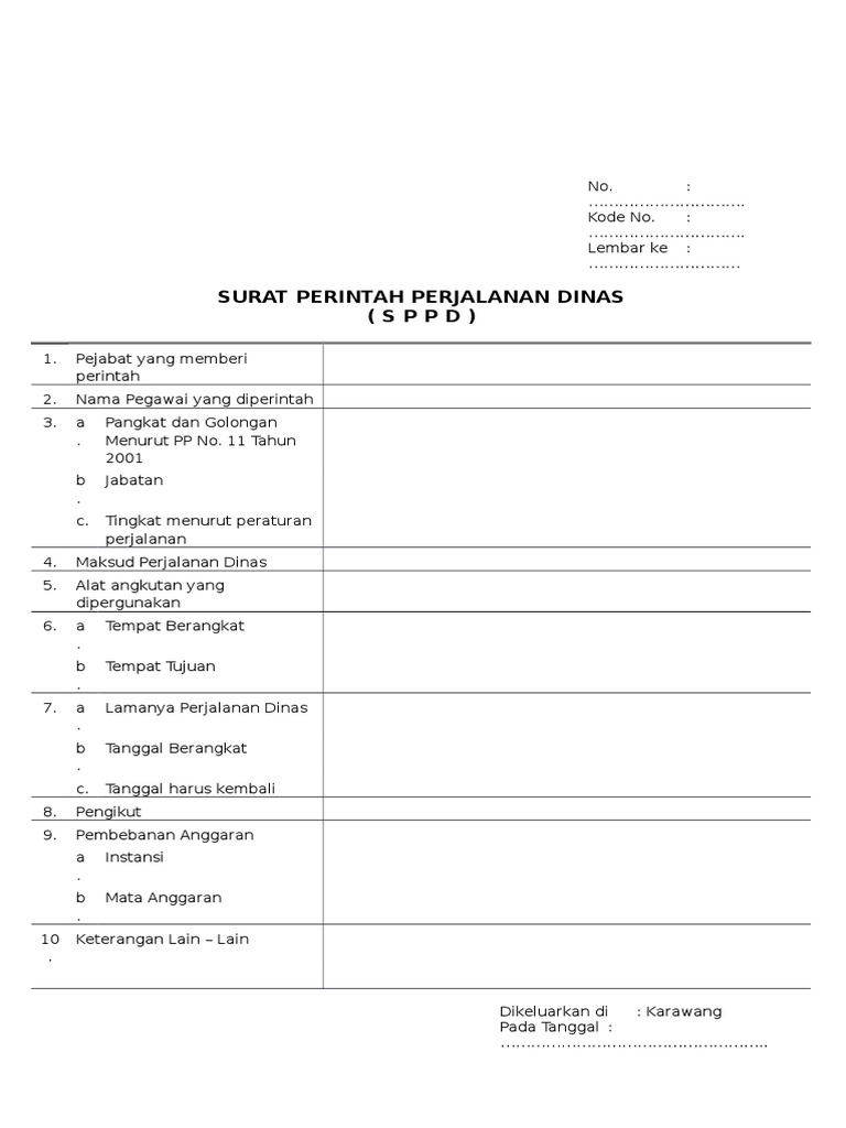 Form SPPD Kosong | PDF