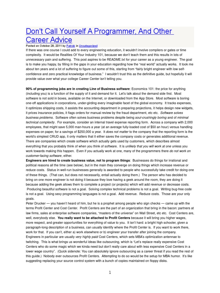 Computer | PDF | Programmer | Employment