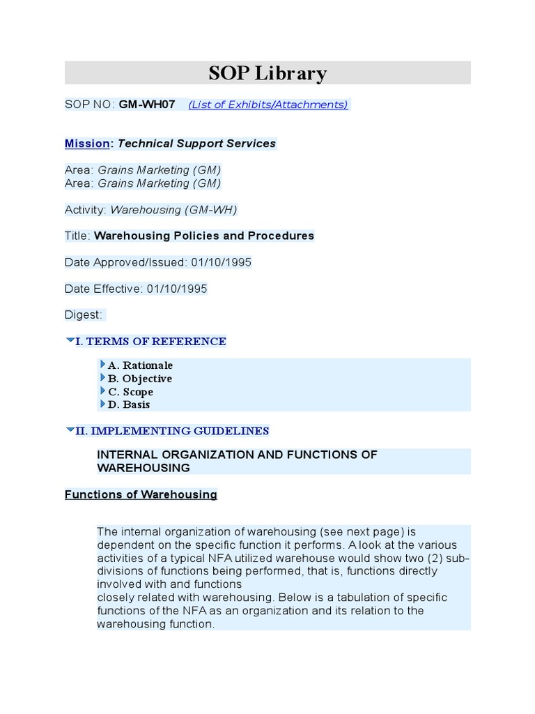 GM-WH07 - Warehousing Policies and Procedures | Download Free PDF ...