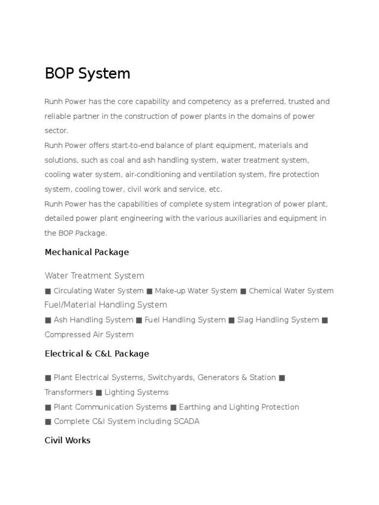 BOP System: Mechanical Package | PDF | Power Station | Cogeneration